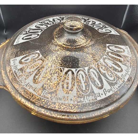 Fire King | Kitchen | Vintage Fireking Bon Apptit 2 Qt Amber Gilded ...